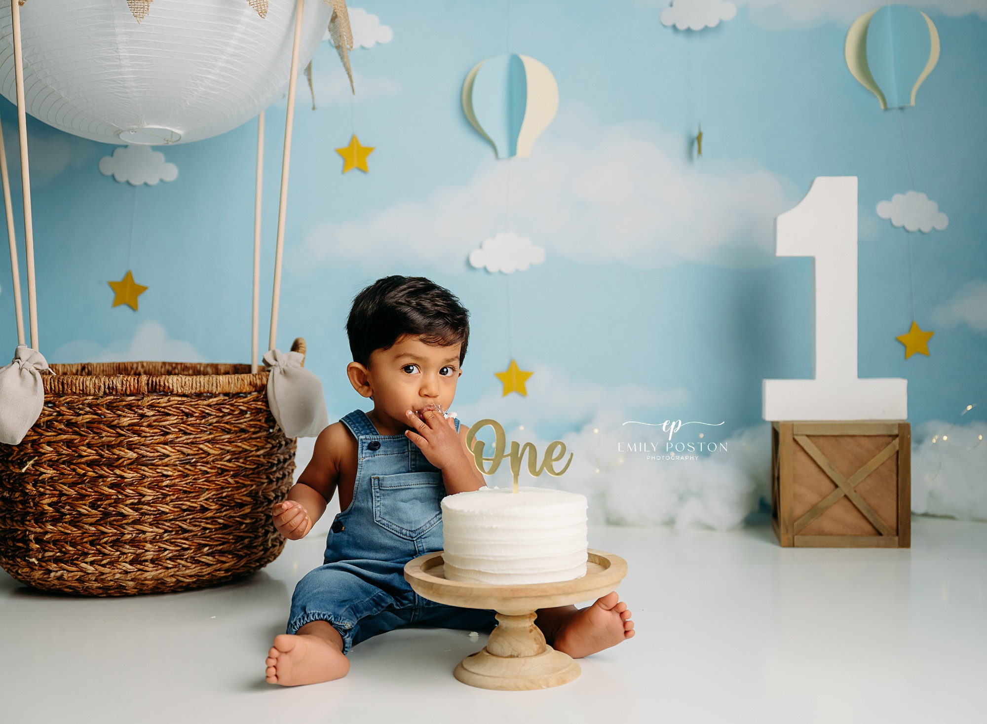 Hot Air Balloon Cake Smash Photo Session - Emily Poston Photography