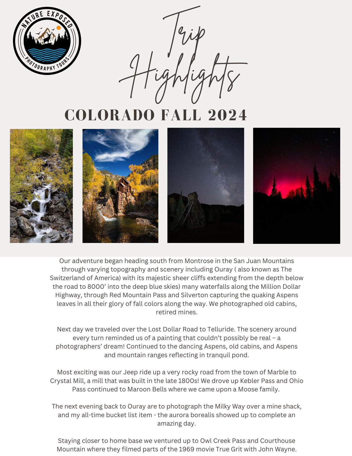 Trip Report Colorado Fall 2024 - Nature Exposed Tours