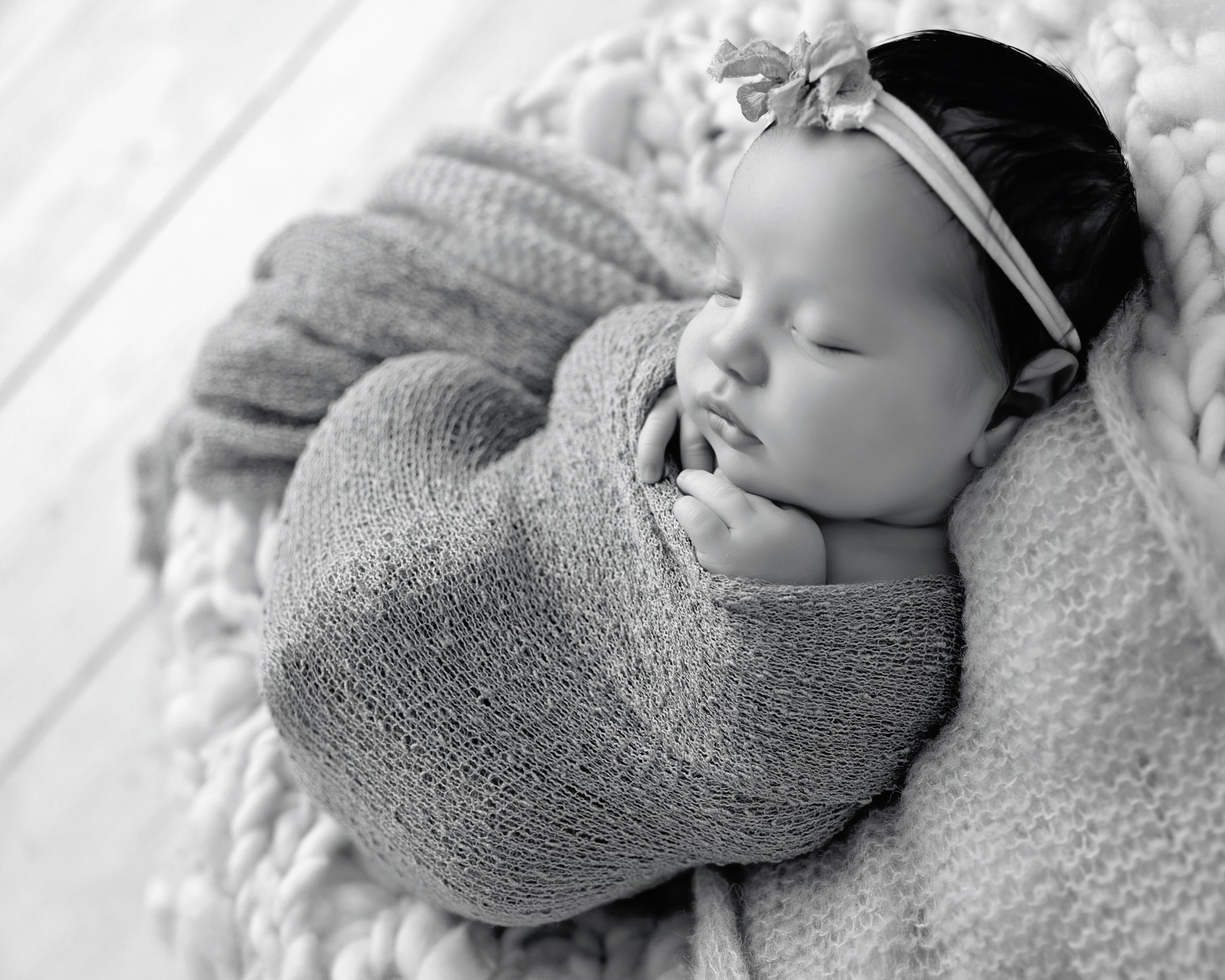 Los Angeles Newborn Photography in Black and White