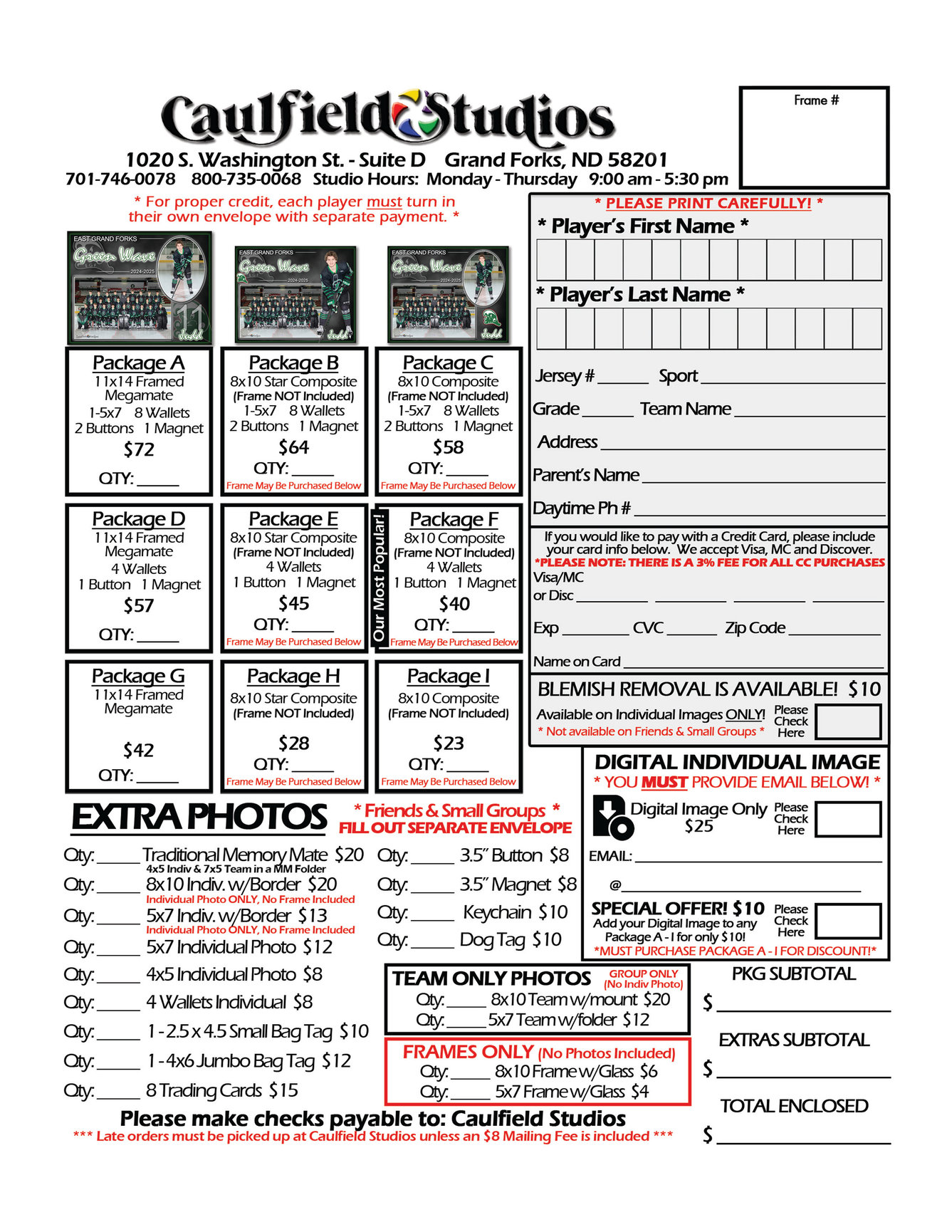 Picture Order Form - Caulfield Studios