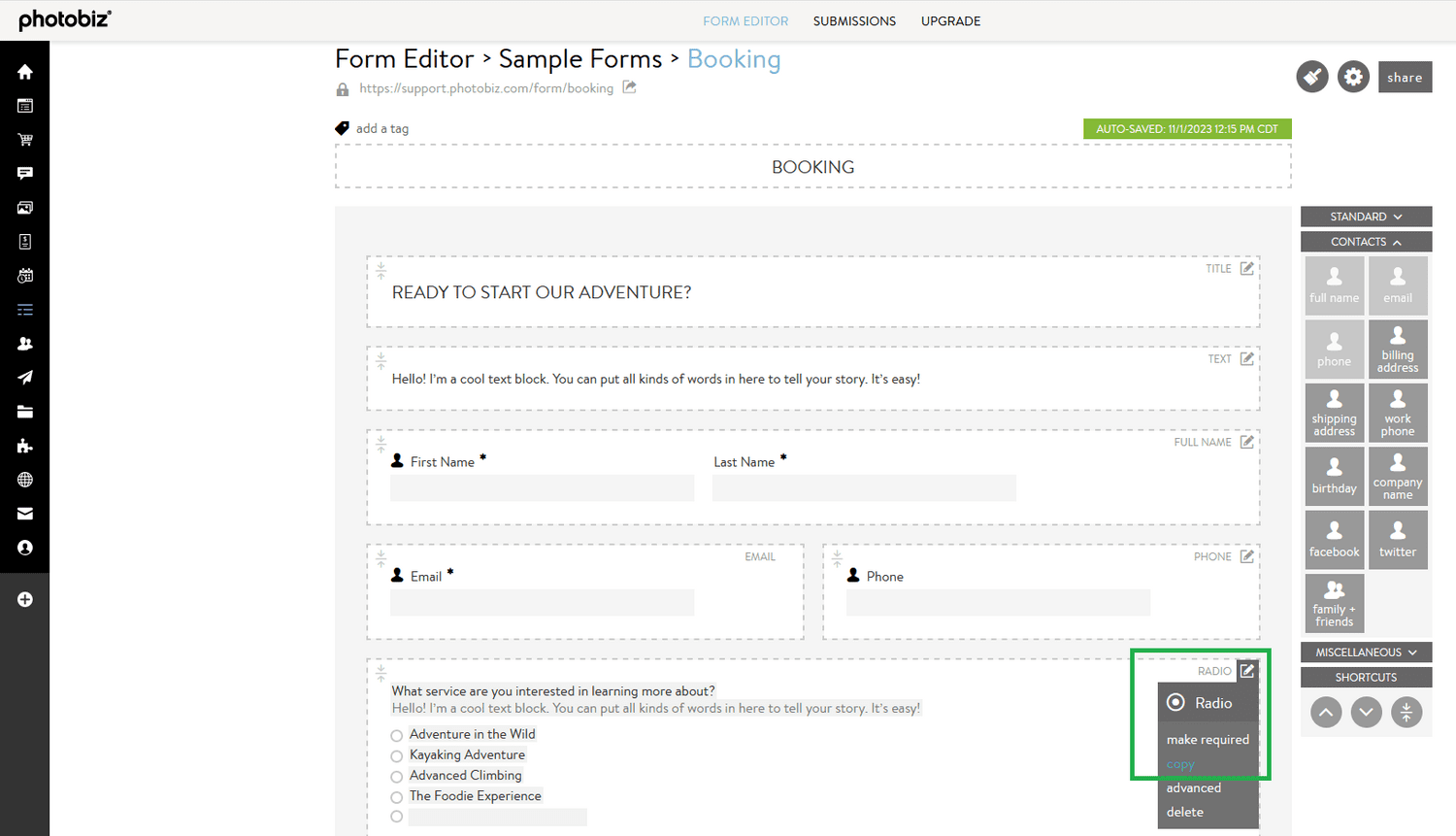 How Do I Copy Form Fields On My Form? - PhotoBiz Knowledge Base