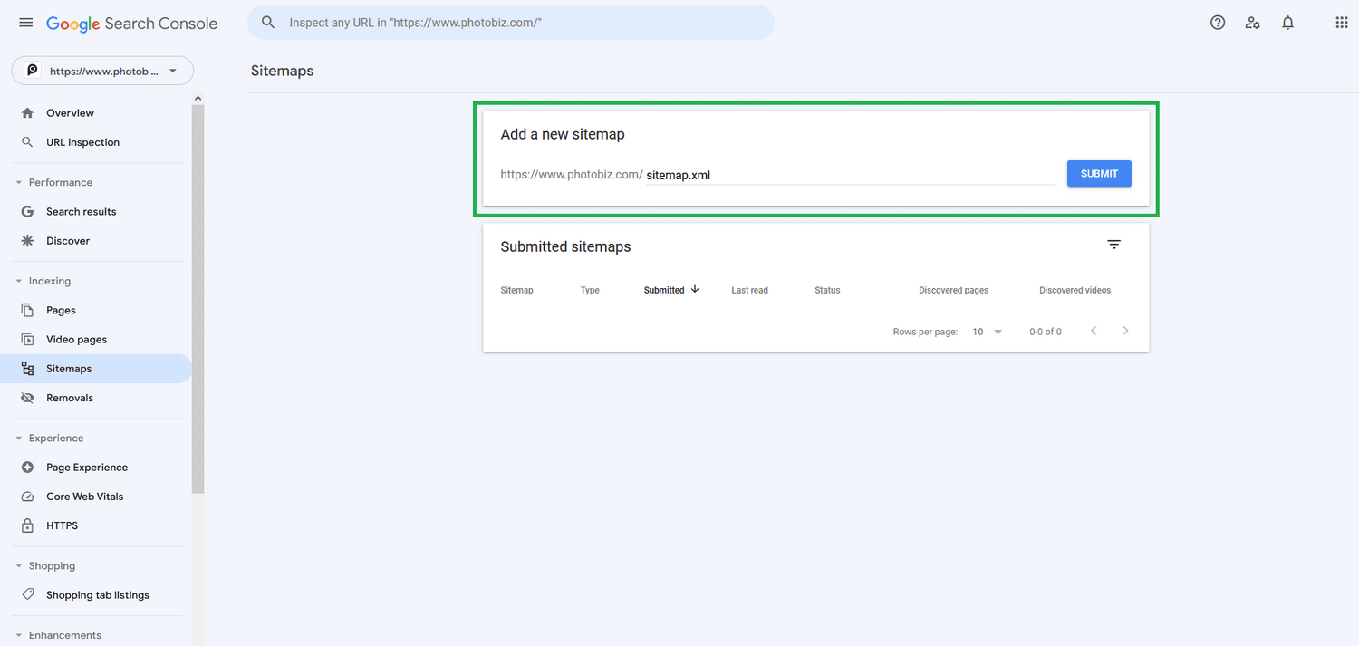 How do I submit my sitemap to Google? - PhotoBiz Knowledge Base