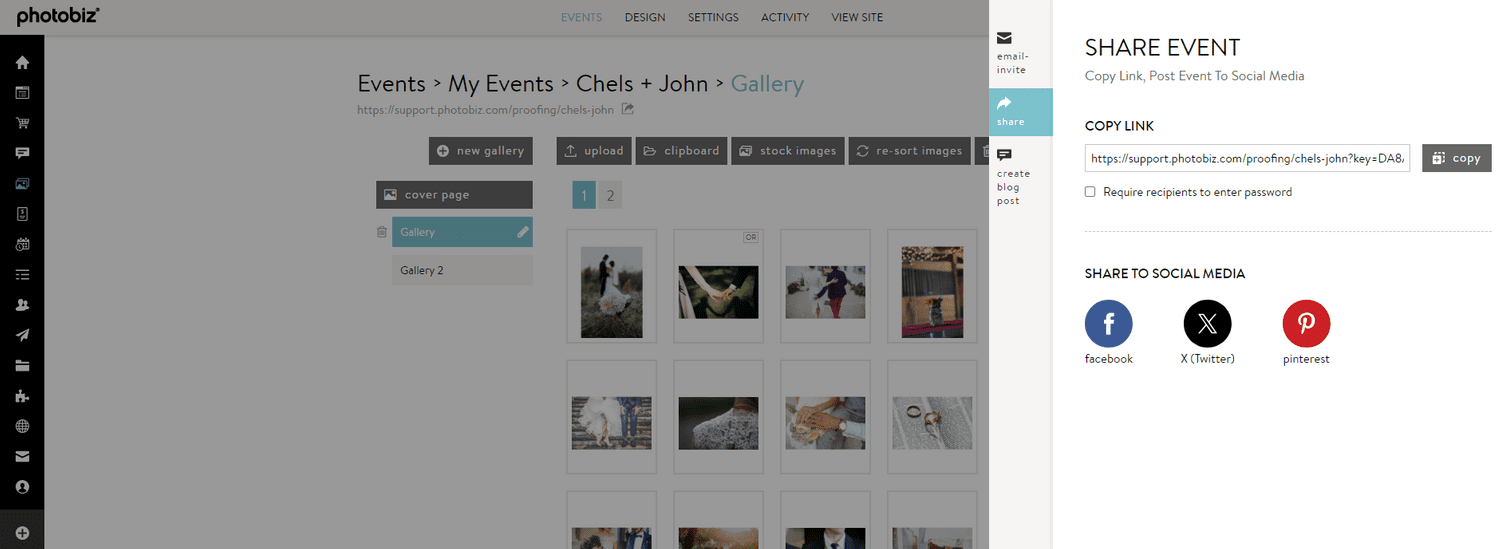 How can I share Client Gallery events with my customers? - PhotoBiz Knowledge Base