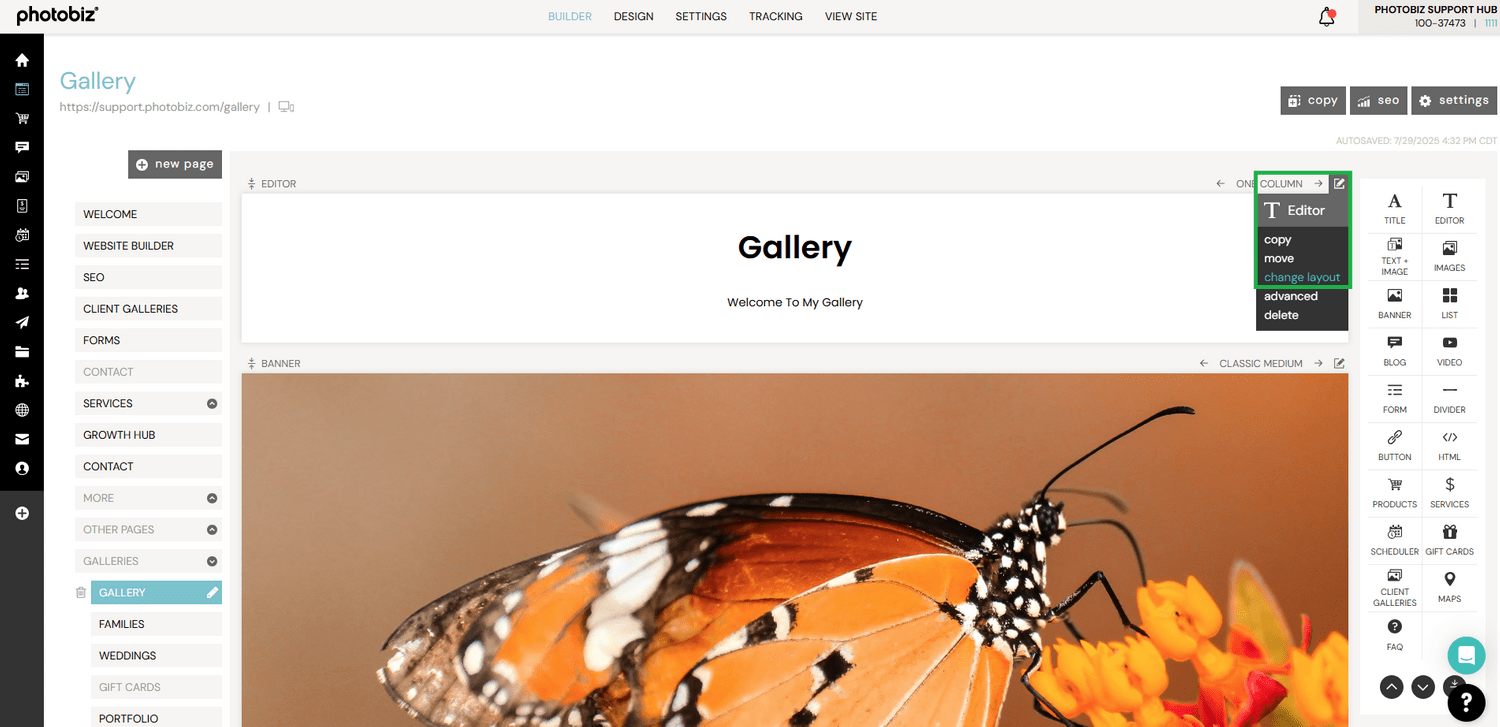 How To Change Text Editor Layout - PhotoBiz Knowledge Base