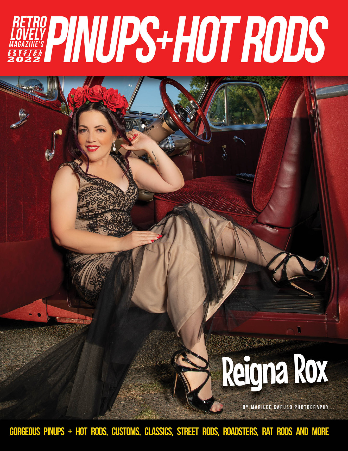 Cover of Issue 1 of the new Pinups & Hot Rods Magazine by Retro Lovely - Marilee Caruso Photography